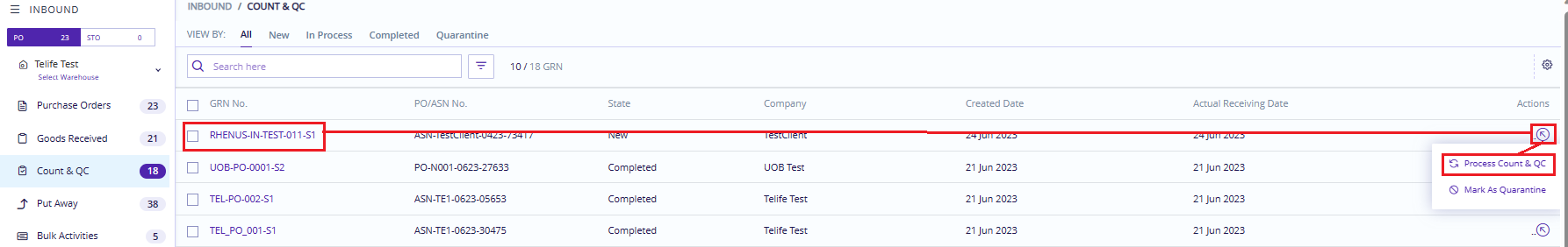 WMS 3.0 :- Inbound Creation and Processing – Anchanto