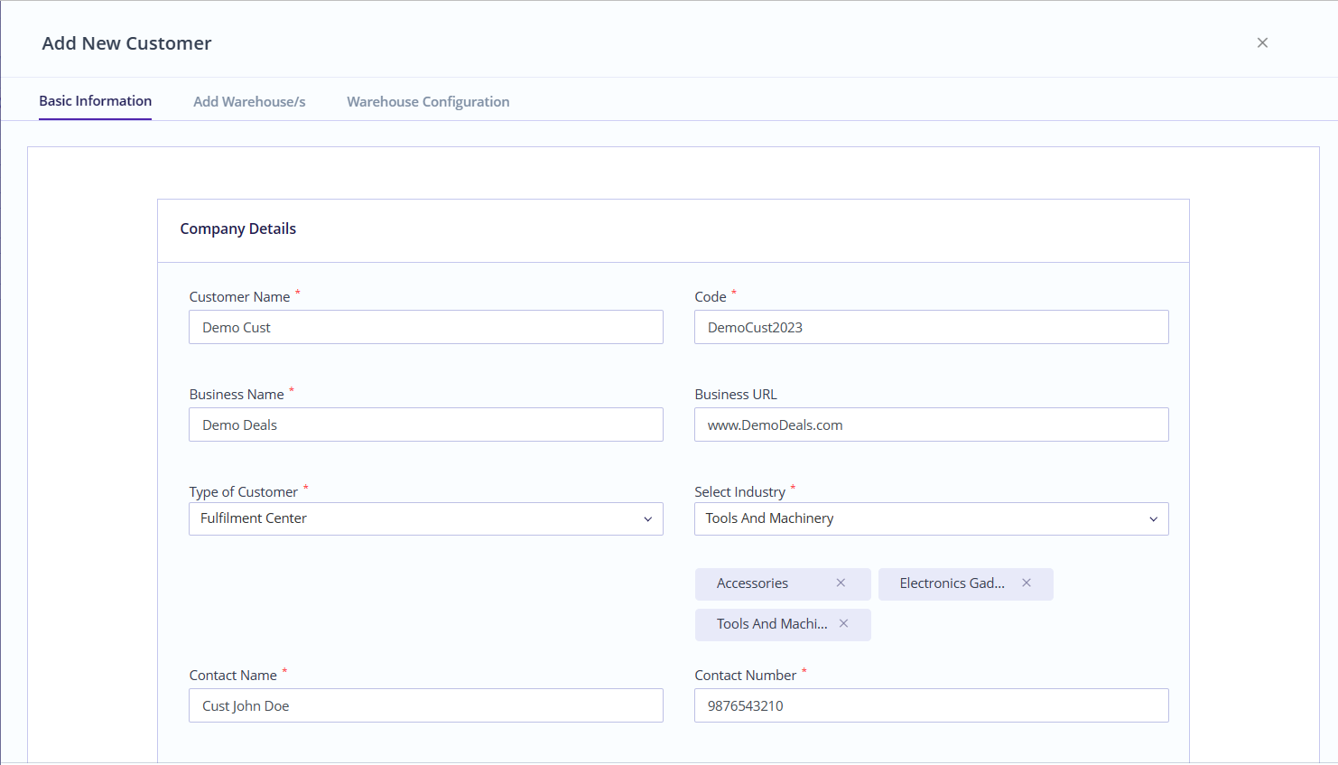 Create New Customers in WMS 3 – Anchanto