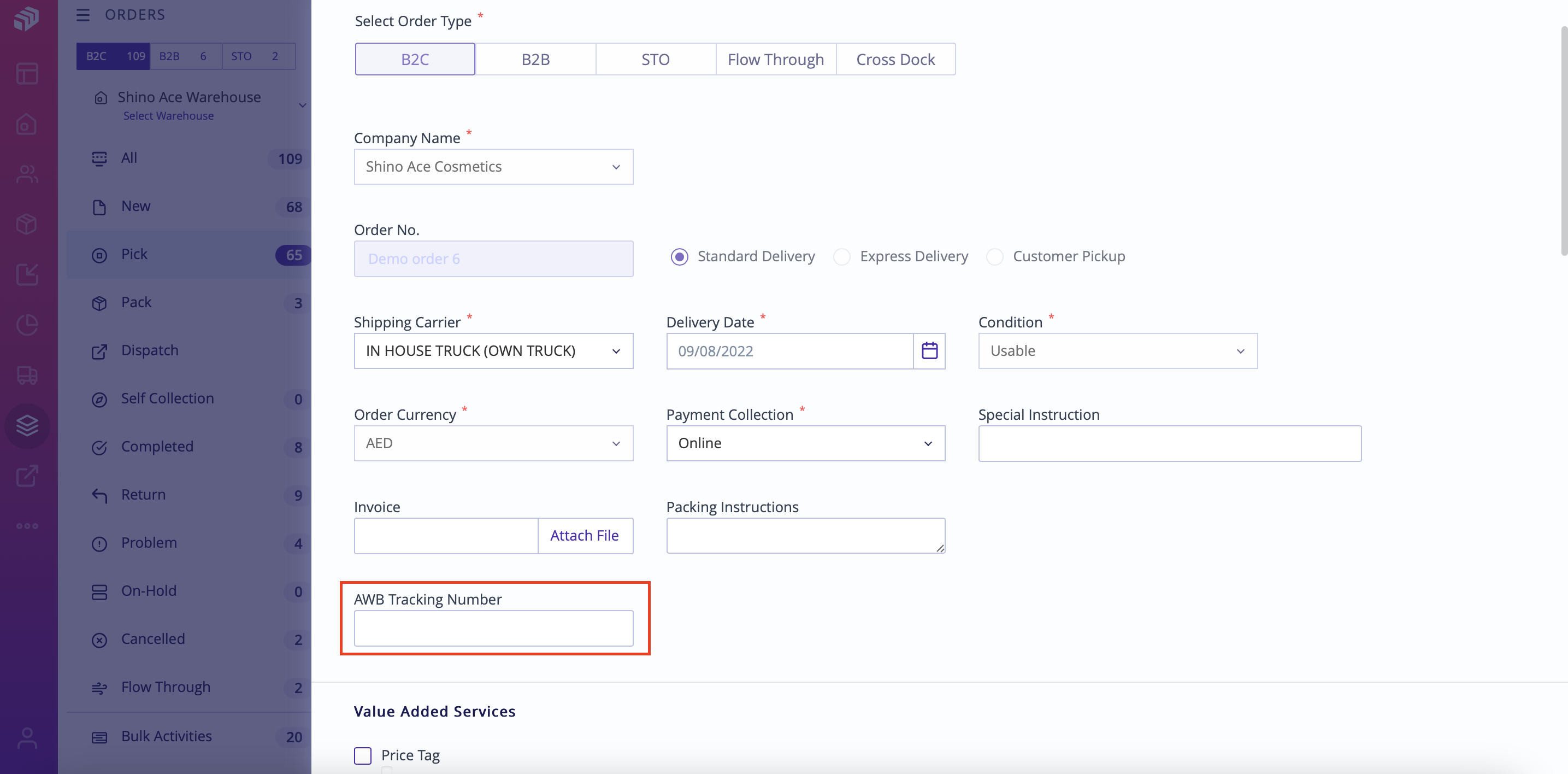 How to manually upload AWB number for order in WMS received from ...