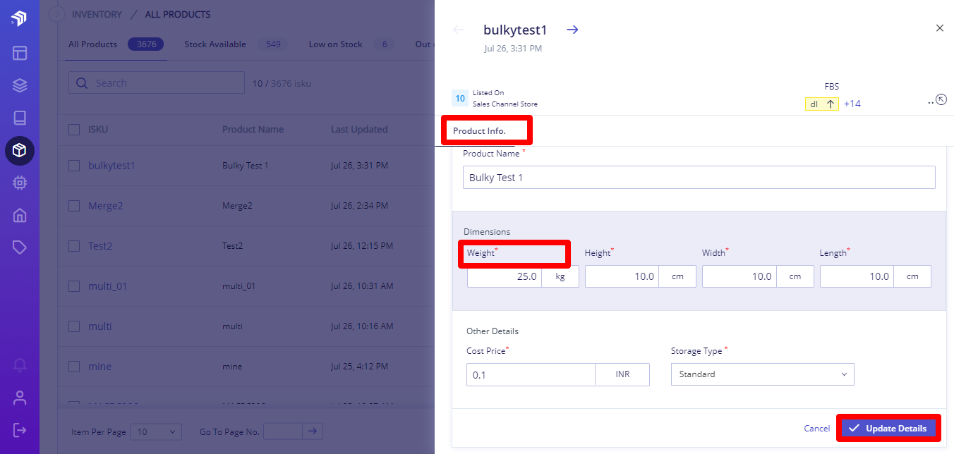 How can I change/update the product weight? – Anchanto